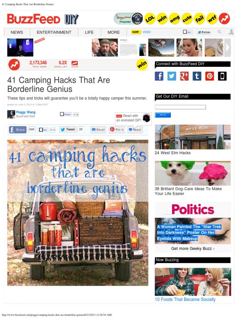 41 Camping Hacks That Are Borderline Genius | PDF | Camping | Foods