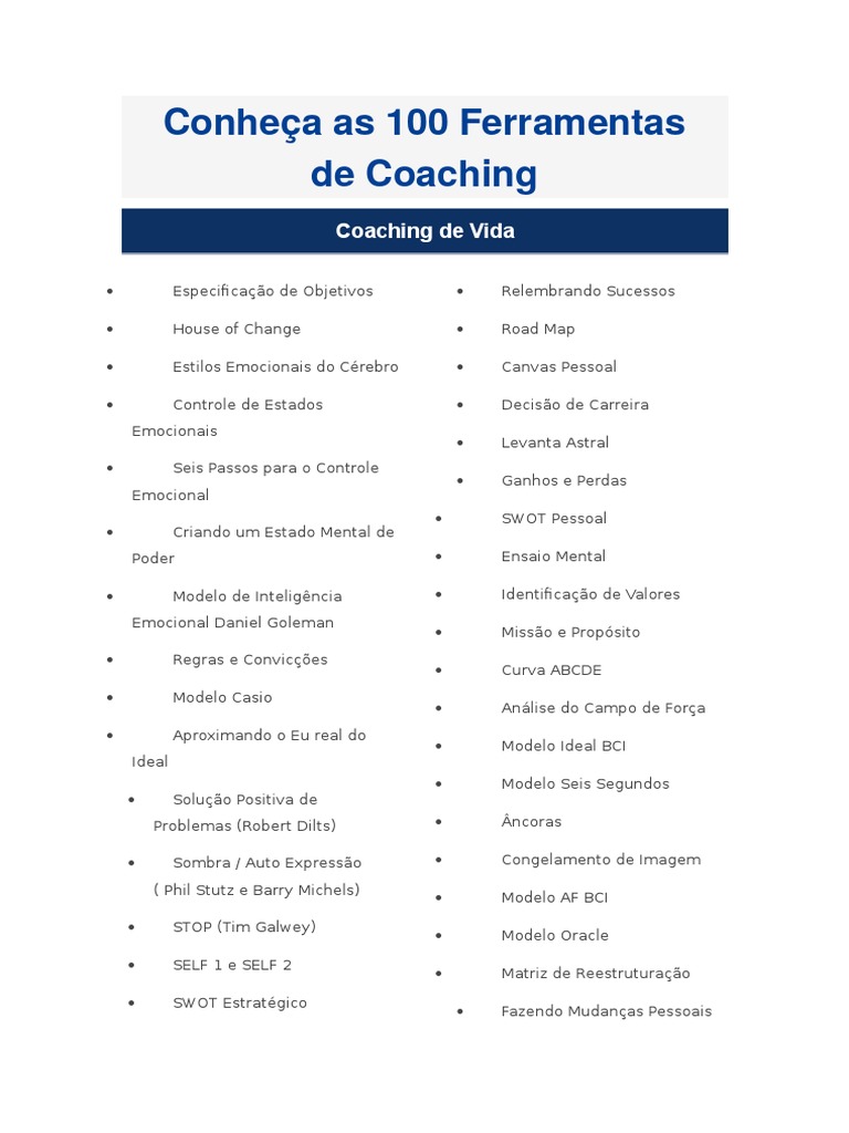 Ferramentas de Coaching | PDF | Metafísica da mente | Emoções