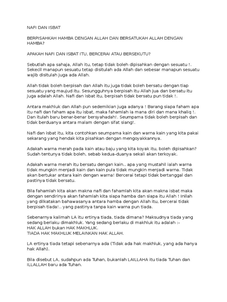 Nafi Dan Isbat | PDF