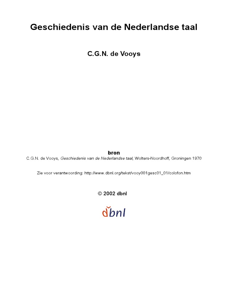 Geschiedenis Van de Nederlandse Taal | PDF