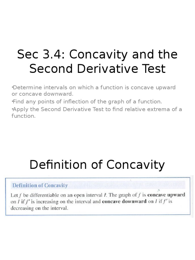Sec 3.4: Concavity and The Second Derivative Test | PDF