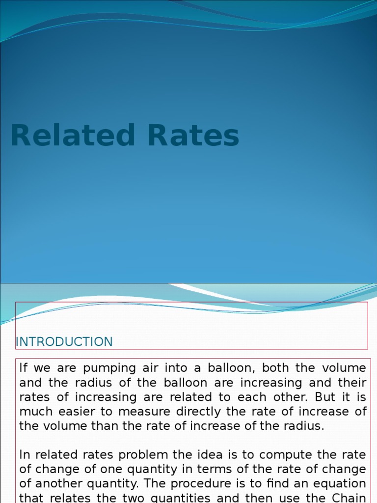 Related Rates | Download Free PDF | Variable (Mathematics) | Derivative
