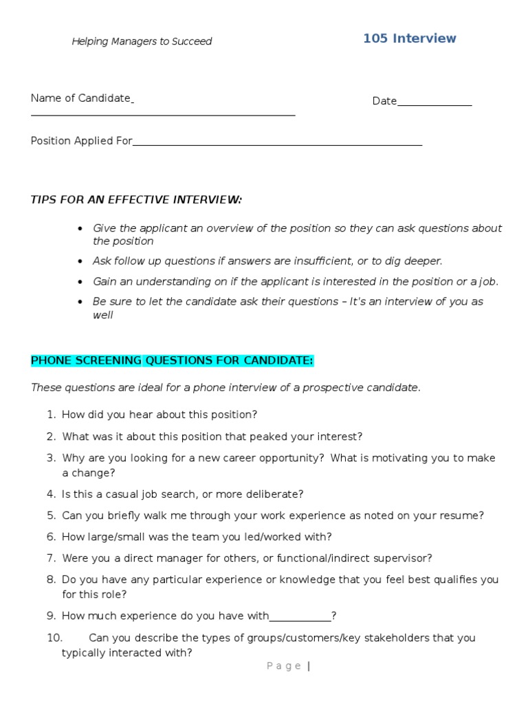 Essential Interview Questions for Managers | PDF | Employment | Learning