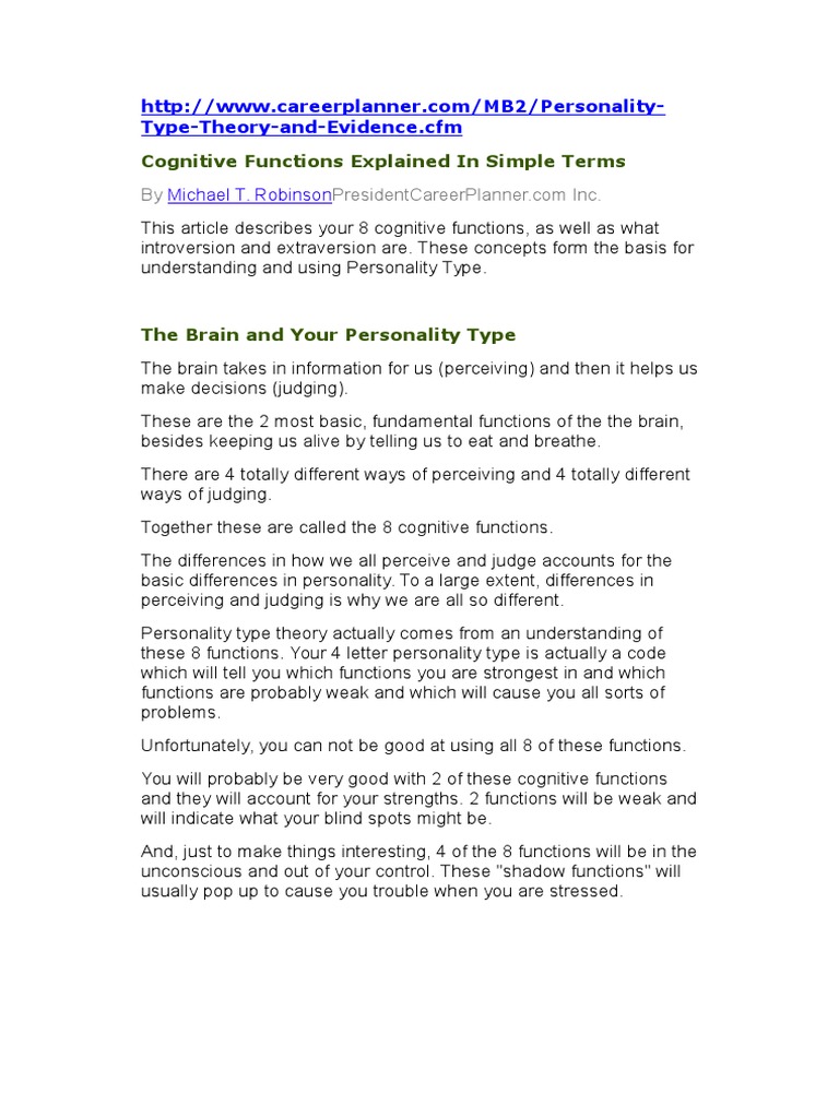 The 8 Cognitive Functions | PDF | Psychological Theories ...