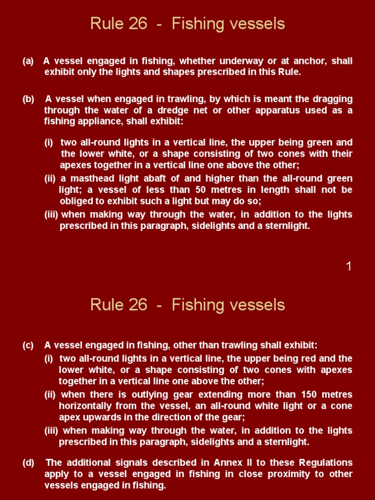 Rule 26 - Fishing Vessels | PDF | Fishing Trawler | Trawling