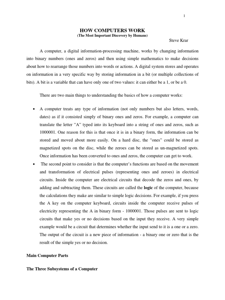 HOW COMPUTERS WORK: A Binary Guide to 1s and 0s | PDF | Random Access ...