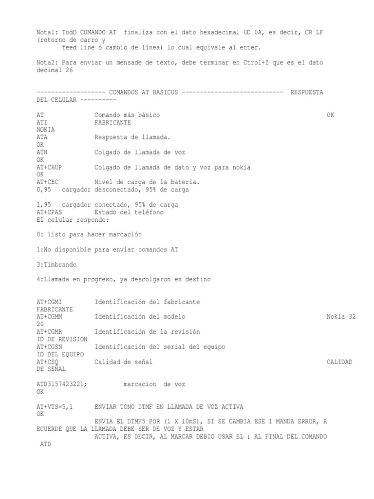 Tutorial Comandos at Celular | PDF | Servicio de mensajes cortos ...