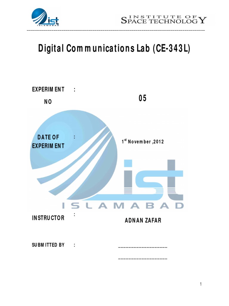 Digital Communications Lab (CE-343L) : Experiment NO | PDF | Sampling ...