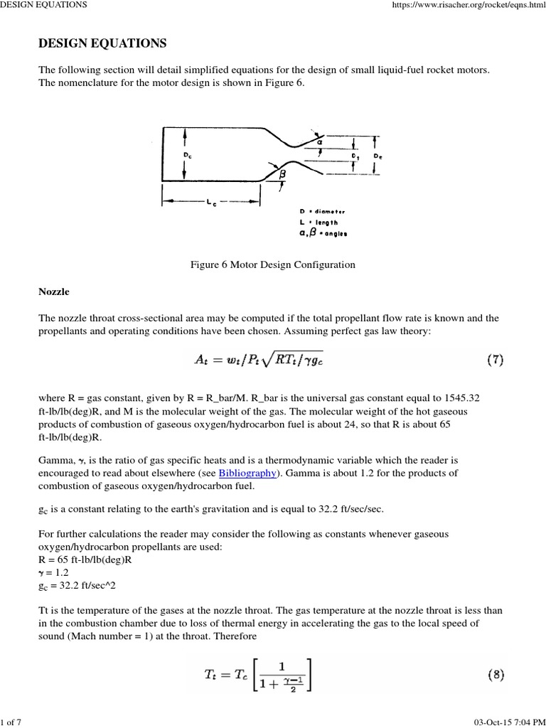 Design Equations | PDF | Rocket Engine | Rocket