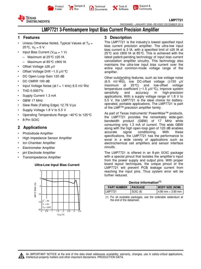 lmp7721 PDF | PDF | Amplifier | Capacitor