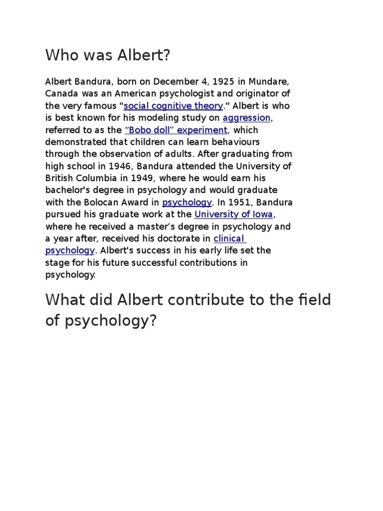 Albert Bandura's Impact on Psychology | PDF