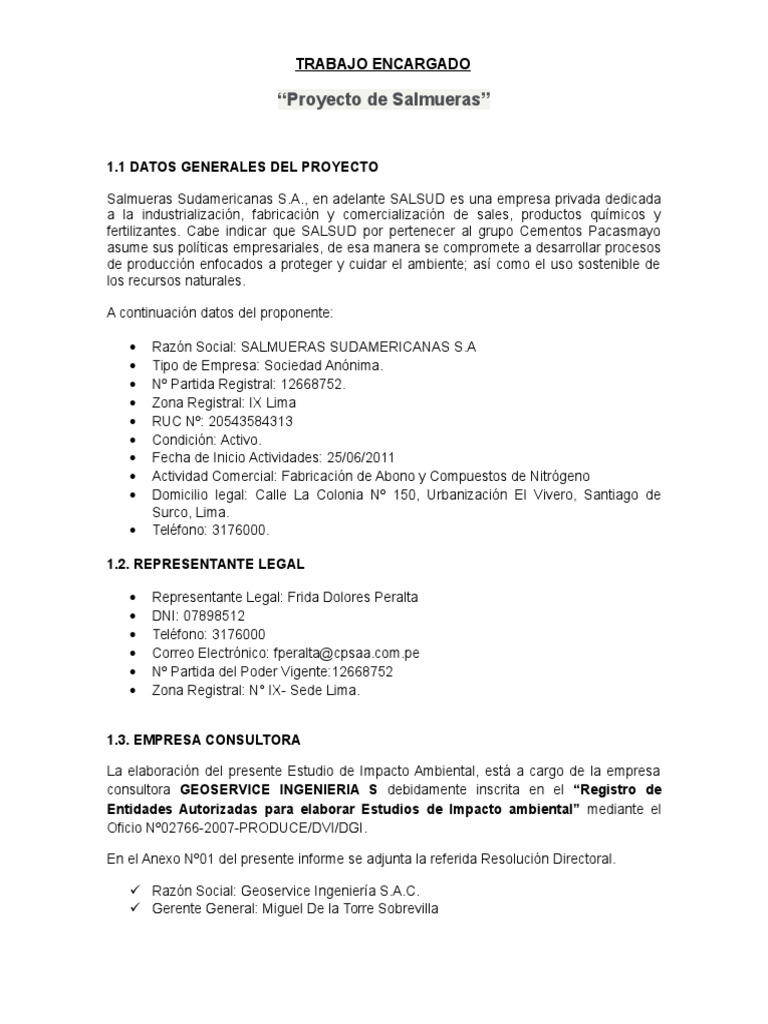 Datos Generales Del Proyecto | PDF | Degradación ambiental | Fertilizante