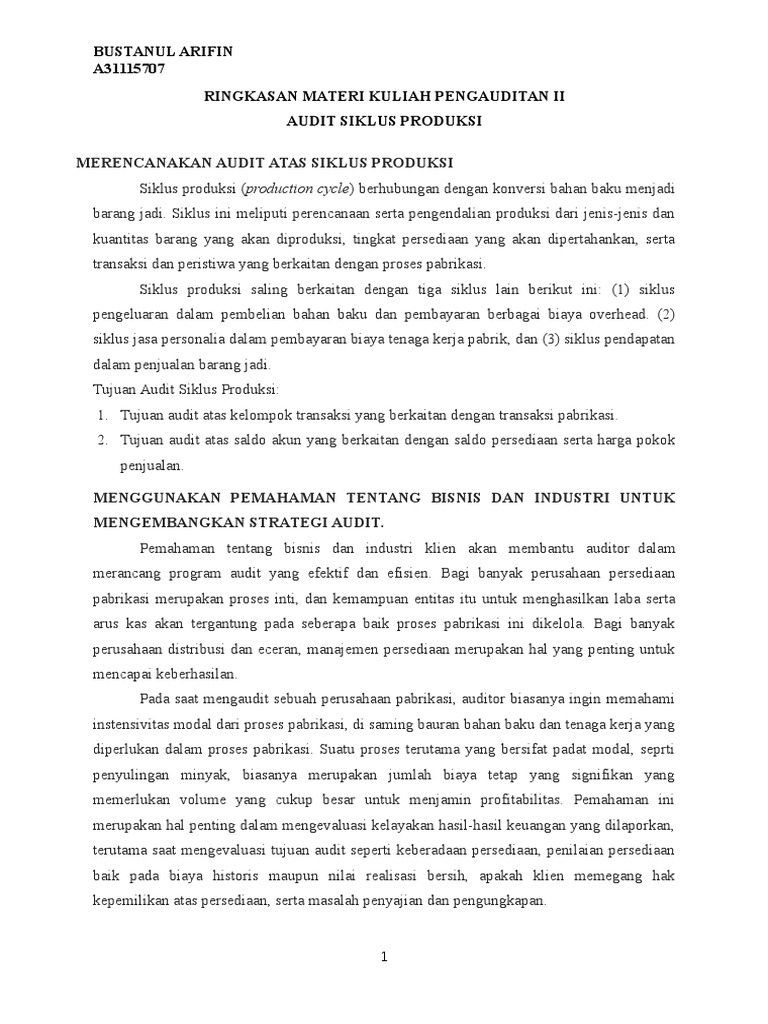 RMK Auditing II Audit Siklus Produksi | PDF