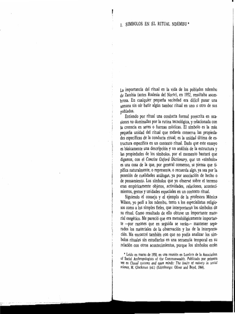 Simbolos en El Ritual Ndembu | PDF