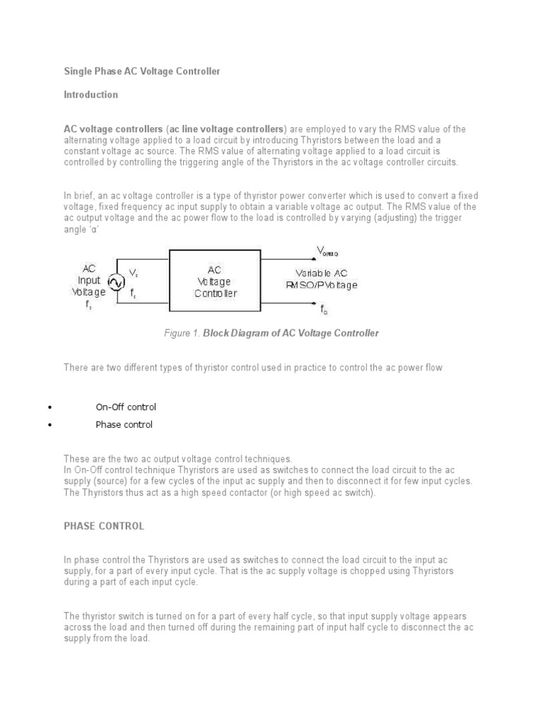 Single Phase AC Voltage Controller | PDF | Alternating Current ...