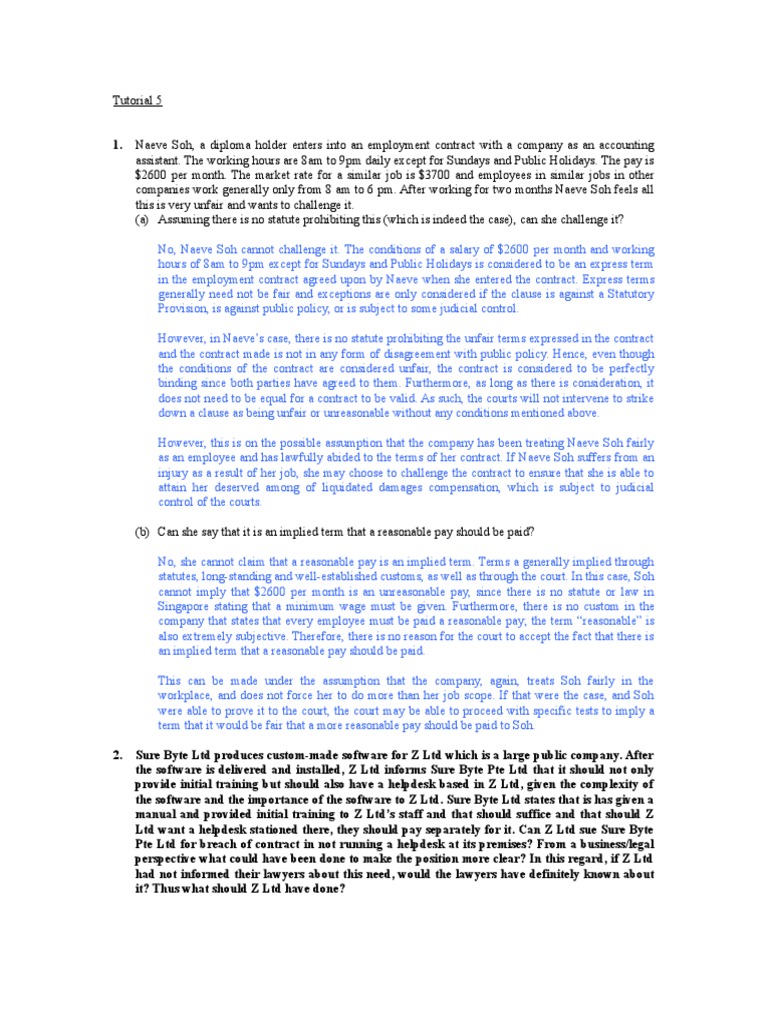 Biz Tut 5 | PDF | Contractual Term | Parol Evidence Rule