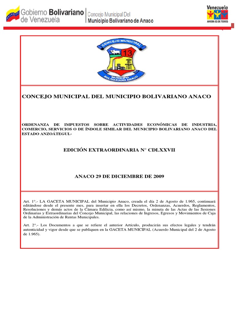 Ordenanza Actividades Economicas | PDF | Impuestos | Contabilidad