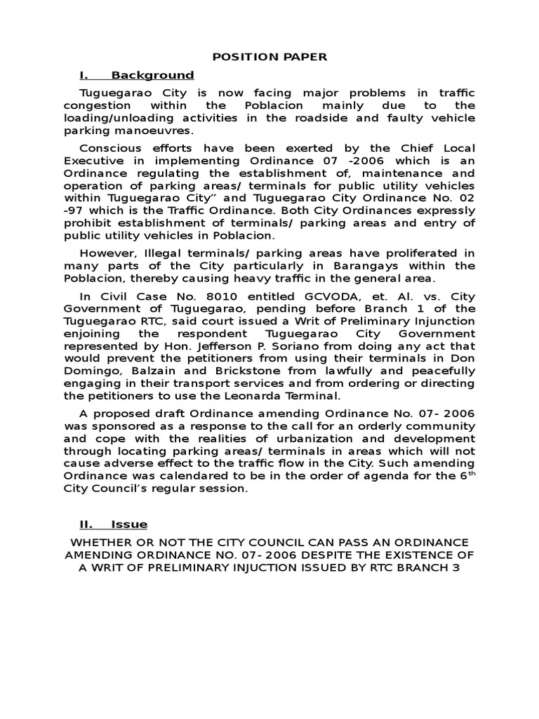 Position Paper | PDF | Local Ordinance | Contempt Of Court
