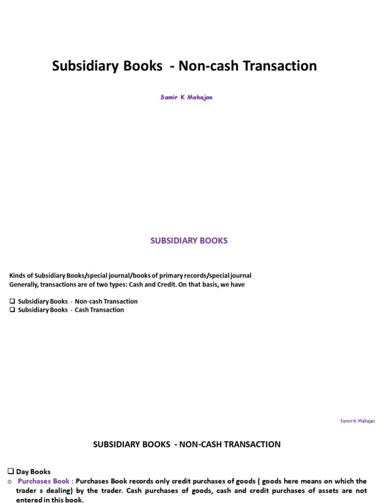 5 Subsidary Books - Non Cash Transaction - ST PDF | PDF | Discounts And ...