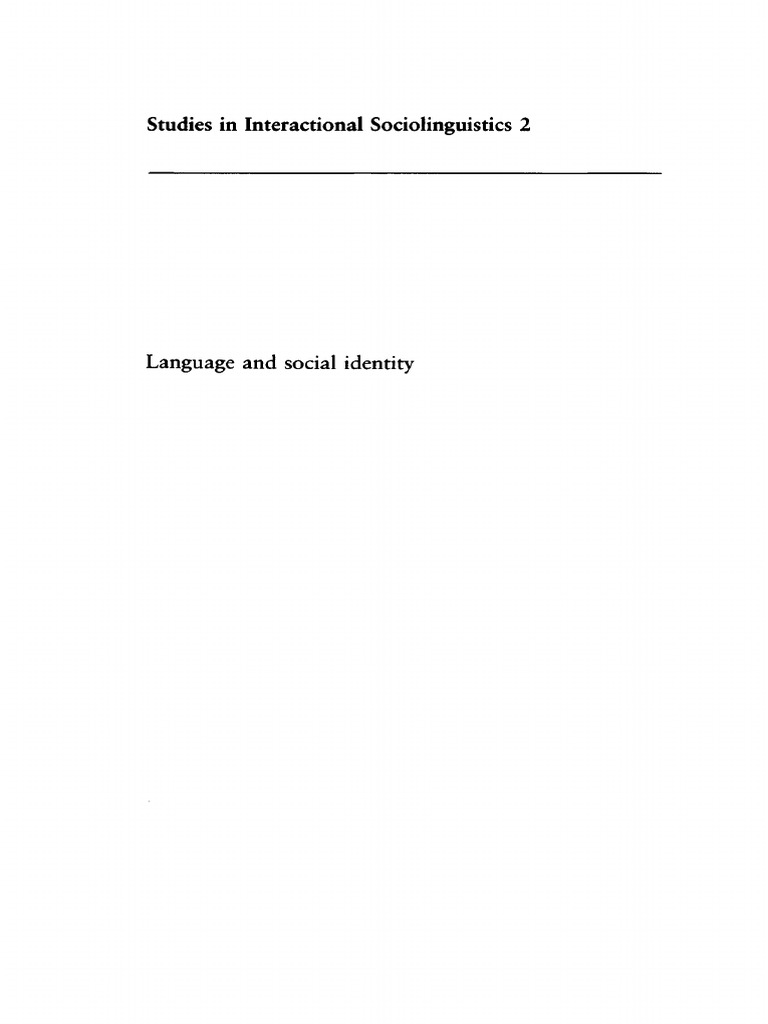 Gumperz - Language and Social Identity | PDF | Nonverbal Communication ...