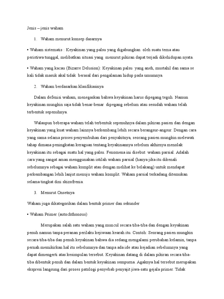 Jenis-Jenis Waham | PDF
