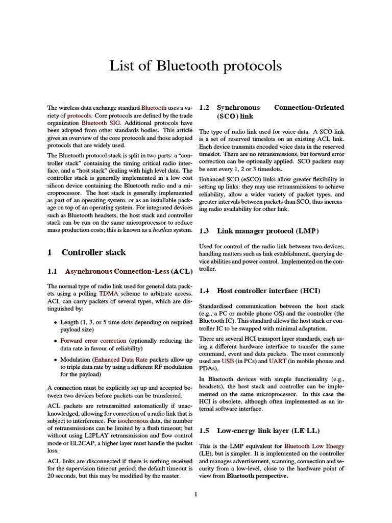 List of Bluetooth Protocols | PDF | Bluetooth | Networking Standards