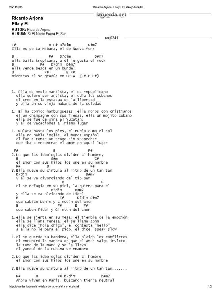 Ricardo Arjona, Ella y El - Letra y Acordes | PDF