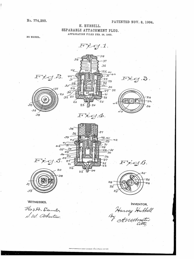 No. 774,250. PATENTED NOV. 8, 1904. H. Hubbell.: Witnesses. Inventor ...