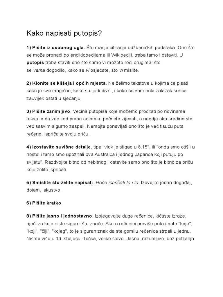 Kako Pisati Putopis | PDF