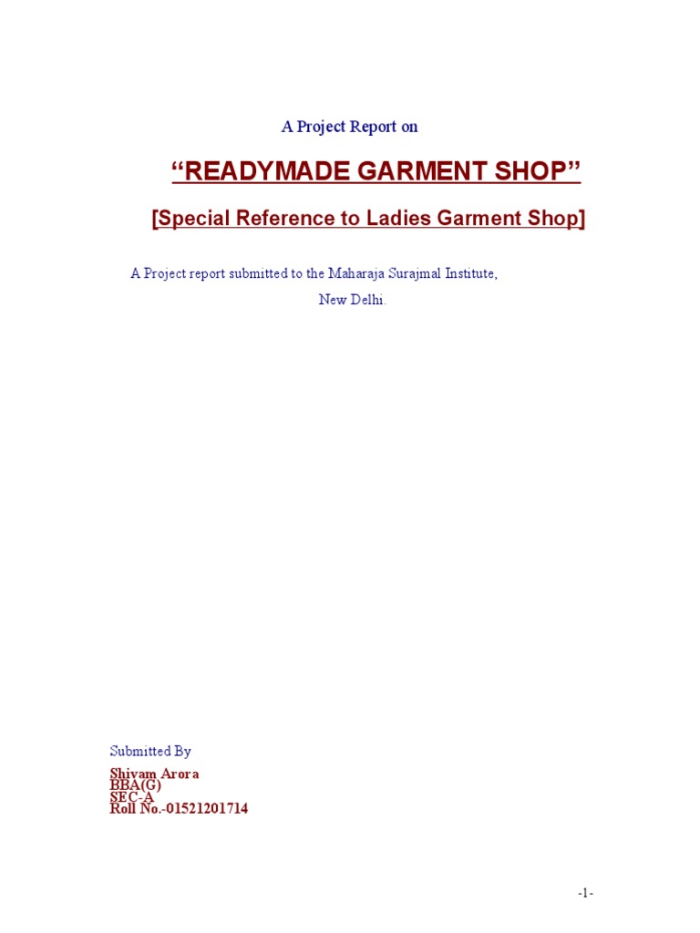 Project Report on Ladies Garment Shop | PDF | Scientific Method ...