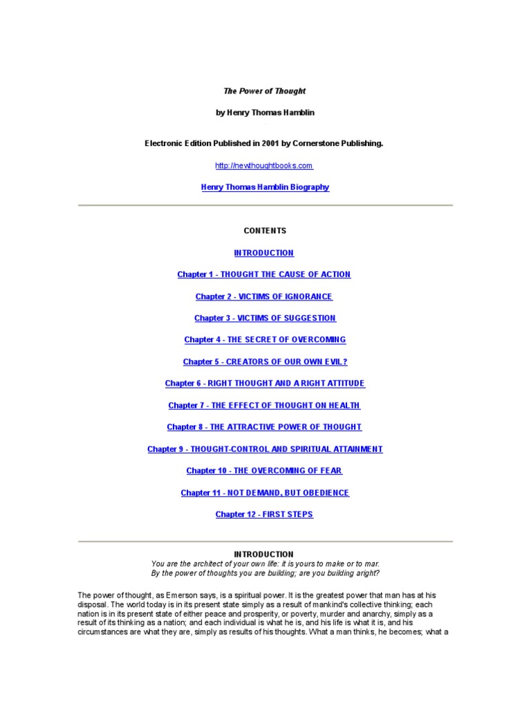 The Power of Thought | PDF | Thought | Mind