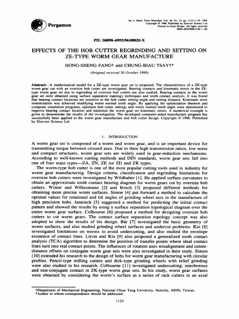 Effects of The Hob Cutter Regrinding PDF | PDF | Gear | Mathematical ...