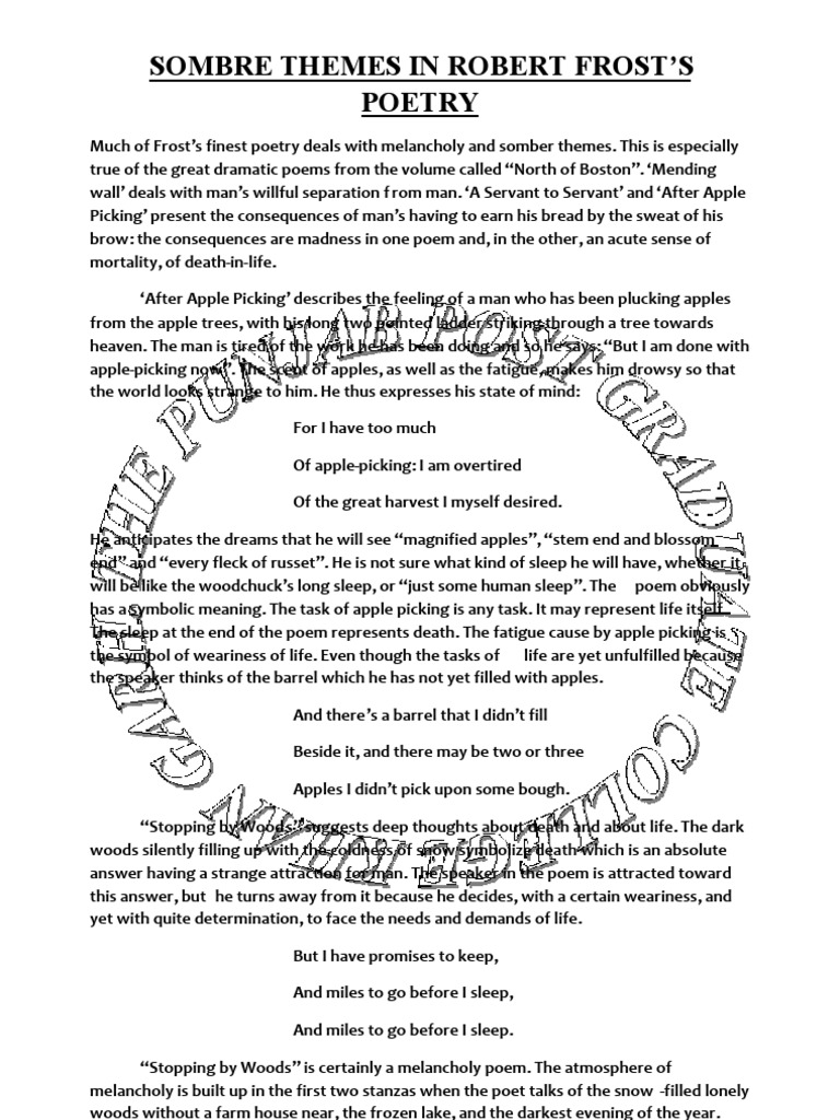 Sombre Themes in Robert Frost | PDF | Apple | Poetry