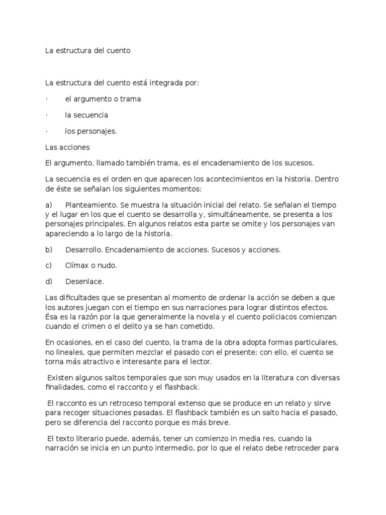 La Estructura Del Cuento | PDF | Narración | Cuentos