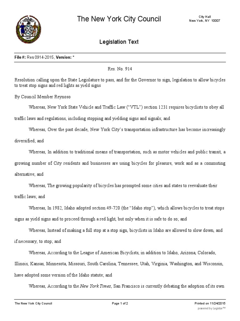 Legislation Text | PDF | Traffic | Traffic Light