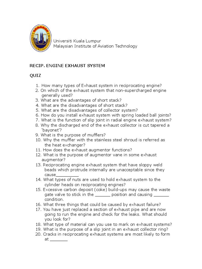 Recip. Engine Exhaust | PDF