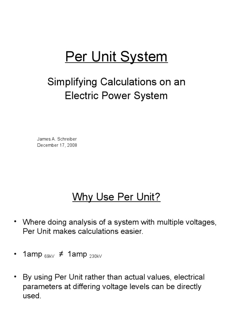 Per Unit System PP | PDF | Volt | Percentage