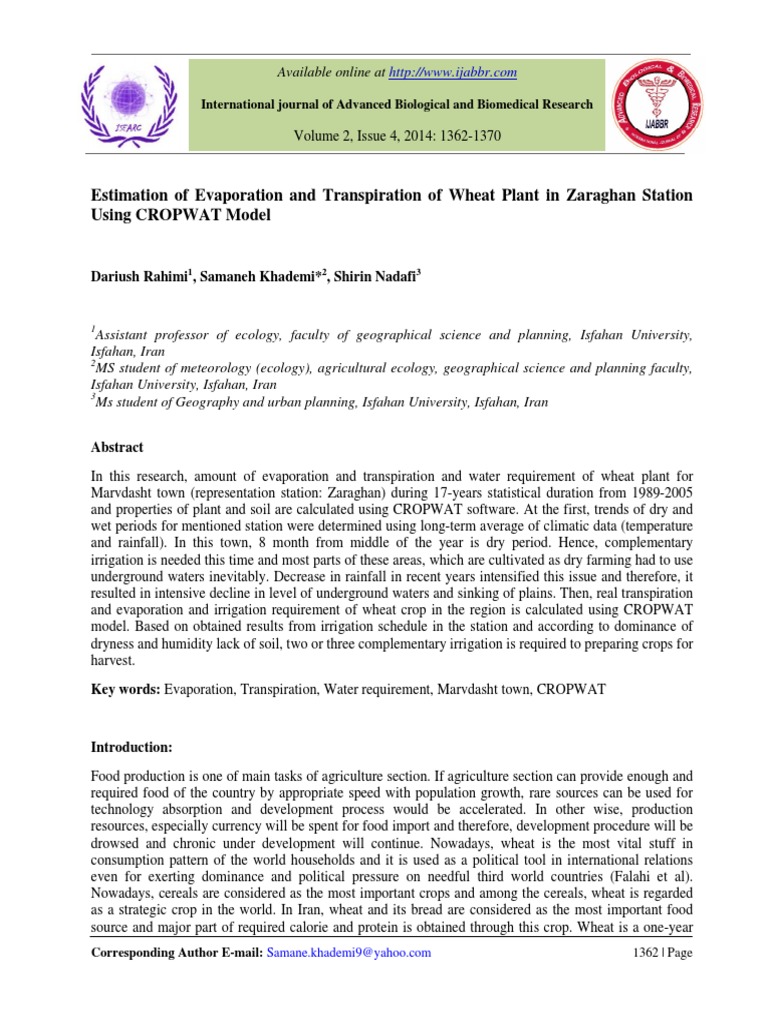 Cropwat Software | PDF | Water Resources | Water Use