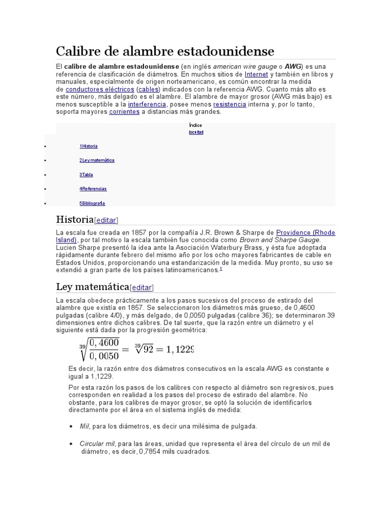 Guía del Calibre de Alambre AWG | PDF | Corriente eléctrica | Bienes ...