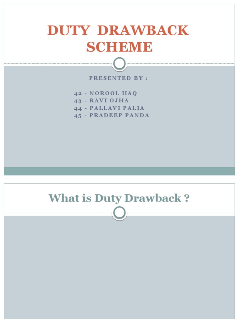 Duty Drawback Scheme Explained | PDF
