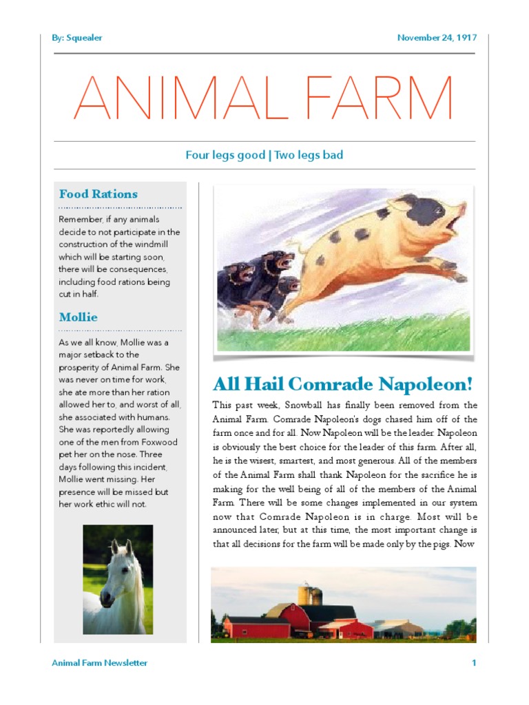 Animal Farm Newsletter | PDF | Animals And Humans