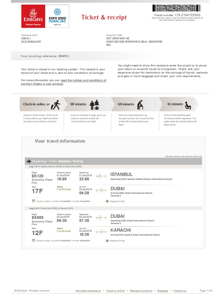 Emirates Boarding Pass Print Out