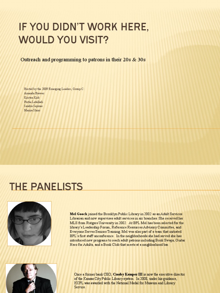 If You Didn'T Work Here, Would You Visit?: Outreach and Programming To ...