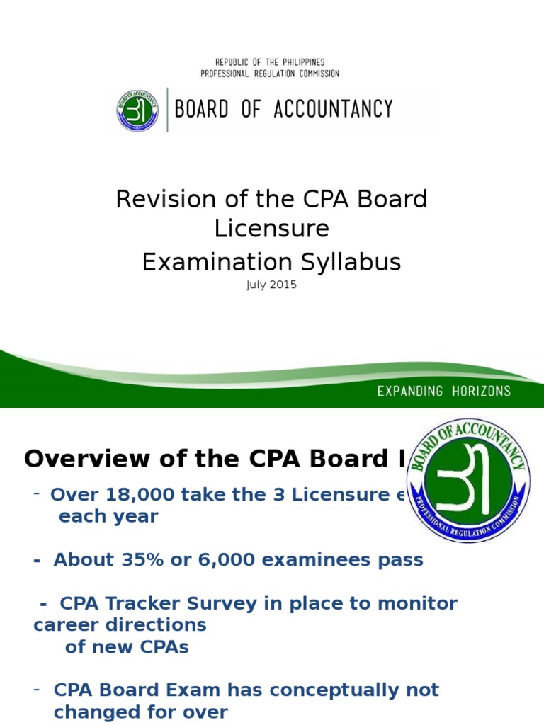 CPA Board Exam Syllabus Revision 2015 | PDF | Certified Public ...