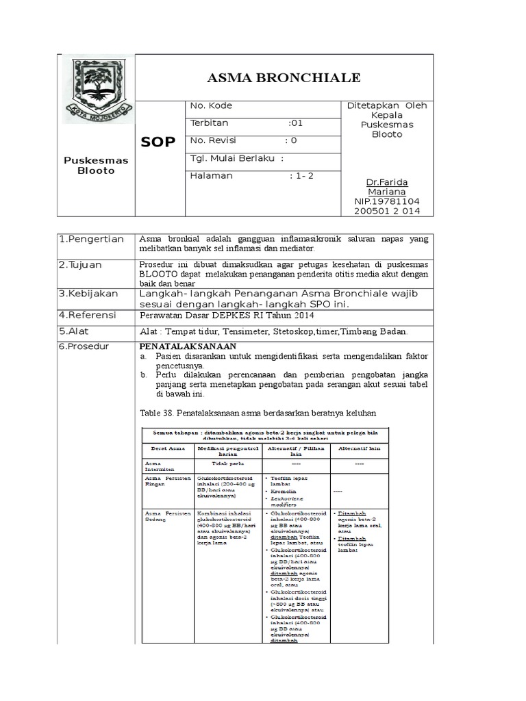 SOP Asma Bronkial BARU | PDF
