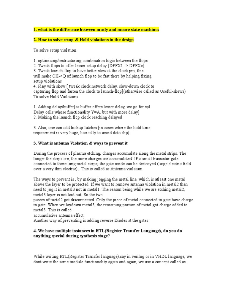 VLSI CMOS Interview Questions and Answers | PDF | Electrical Circuits ...