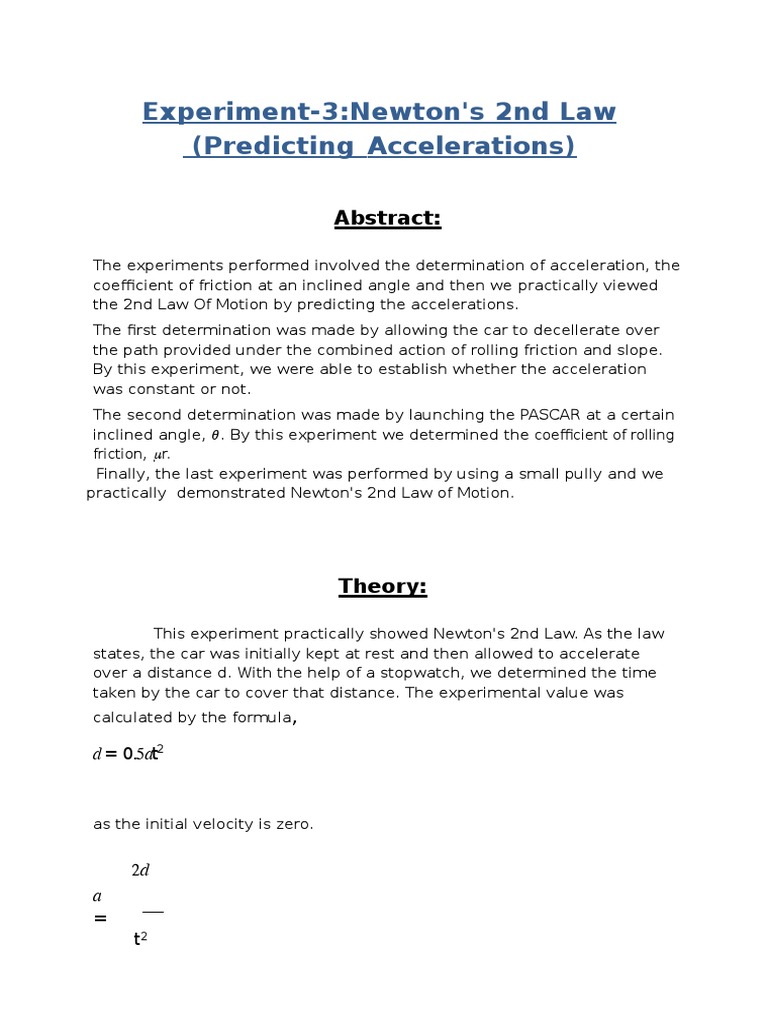 Lab Report | PDF | Acceleration | Mass