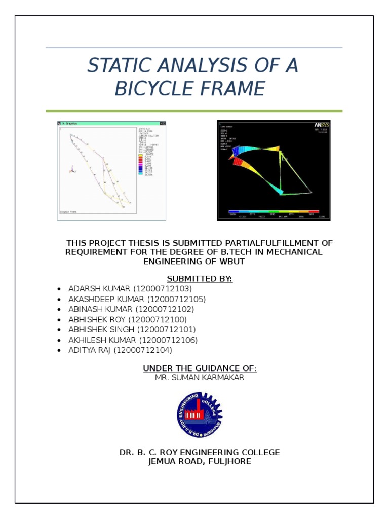 Static Analysis of A Bycycle Frame | PDF | Finite Element Method | Truss
