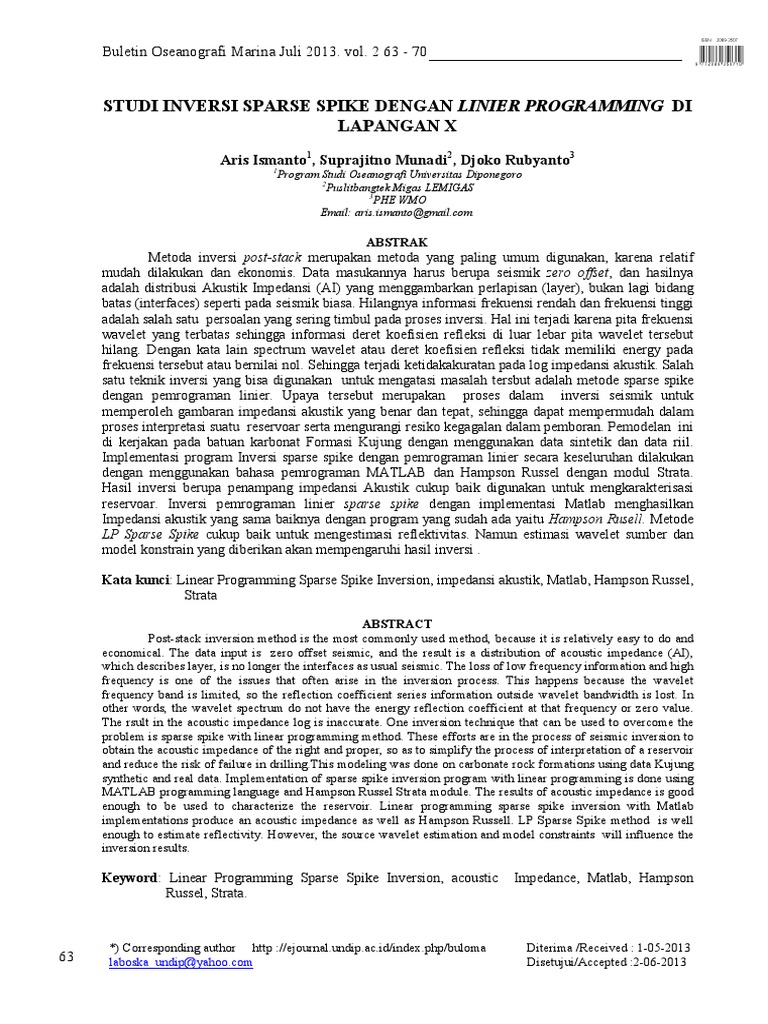 Jurnal Seismik Inversi | PDF