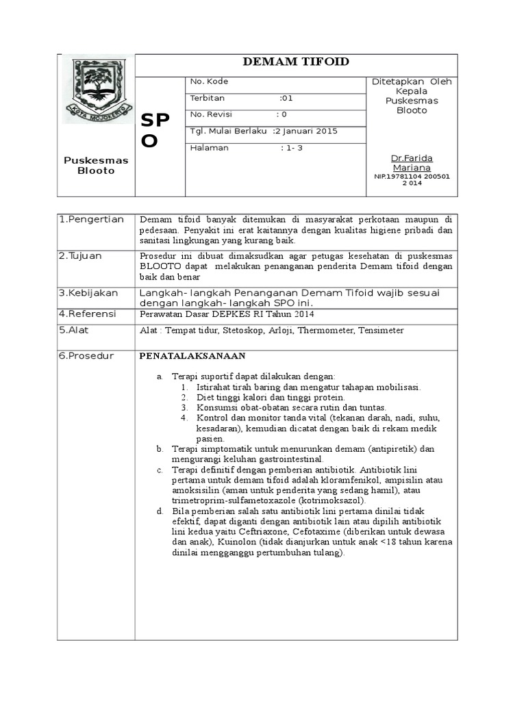 SOP Demam Tifoid | PDF | Kesehatan Holistik | Sains & Matematika